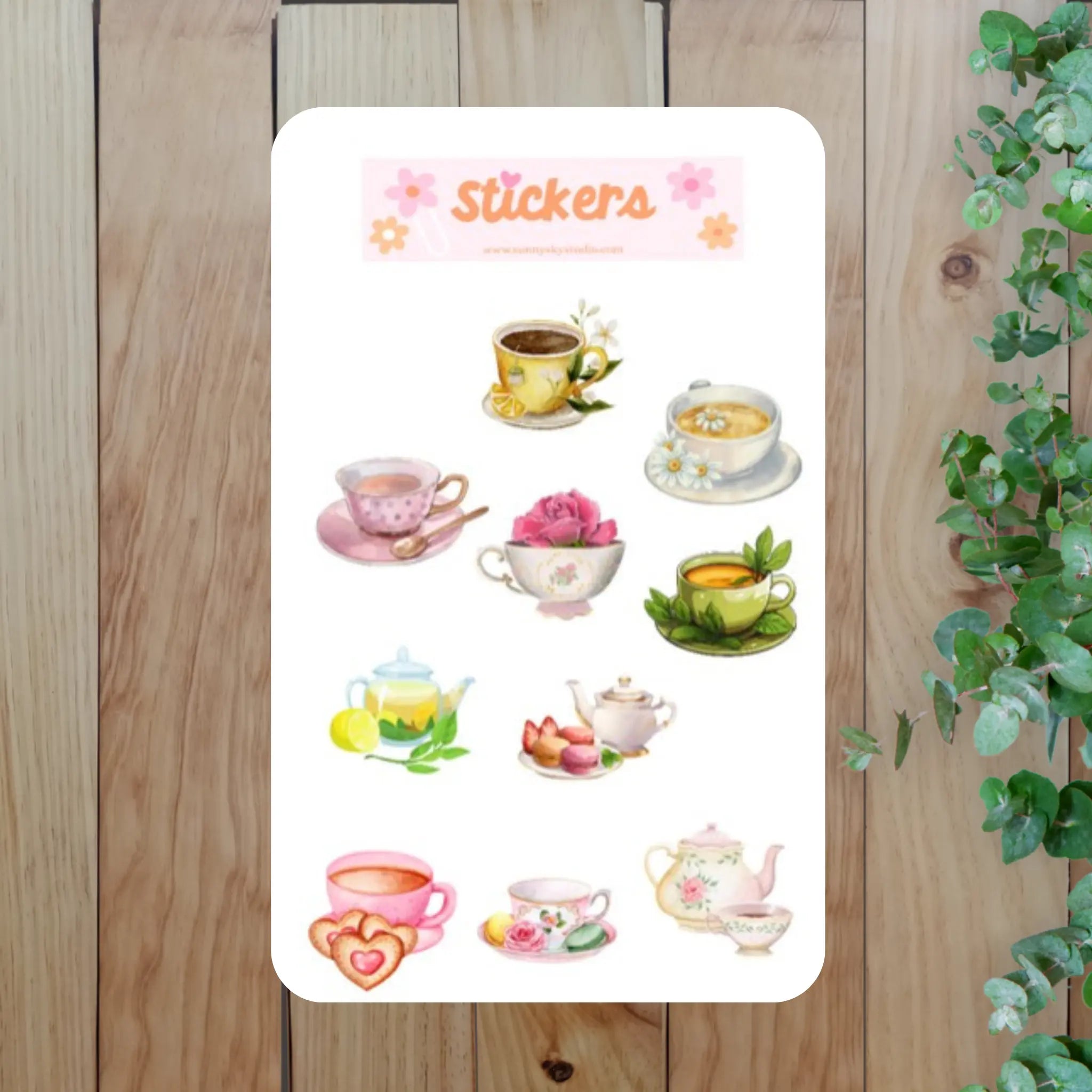 Teacups Sticker Sheet – Sunny Sky Studio